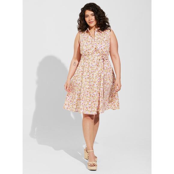 torrid | Dresses | Torrid Poplin Collared Shirt Dress Sunshine Ditsy ...